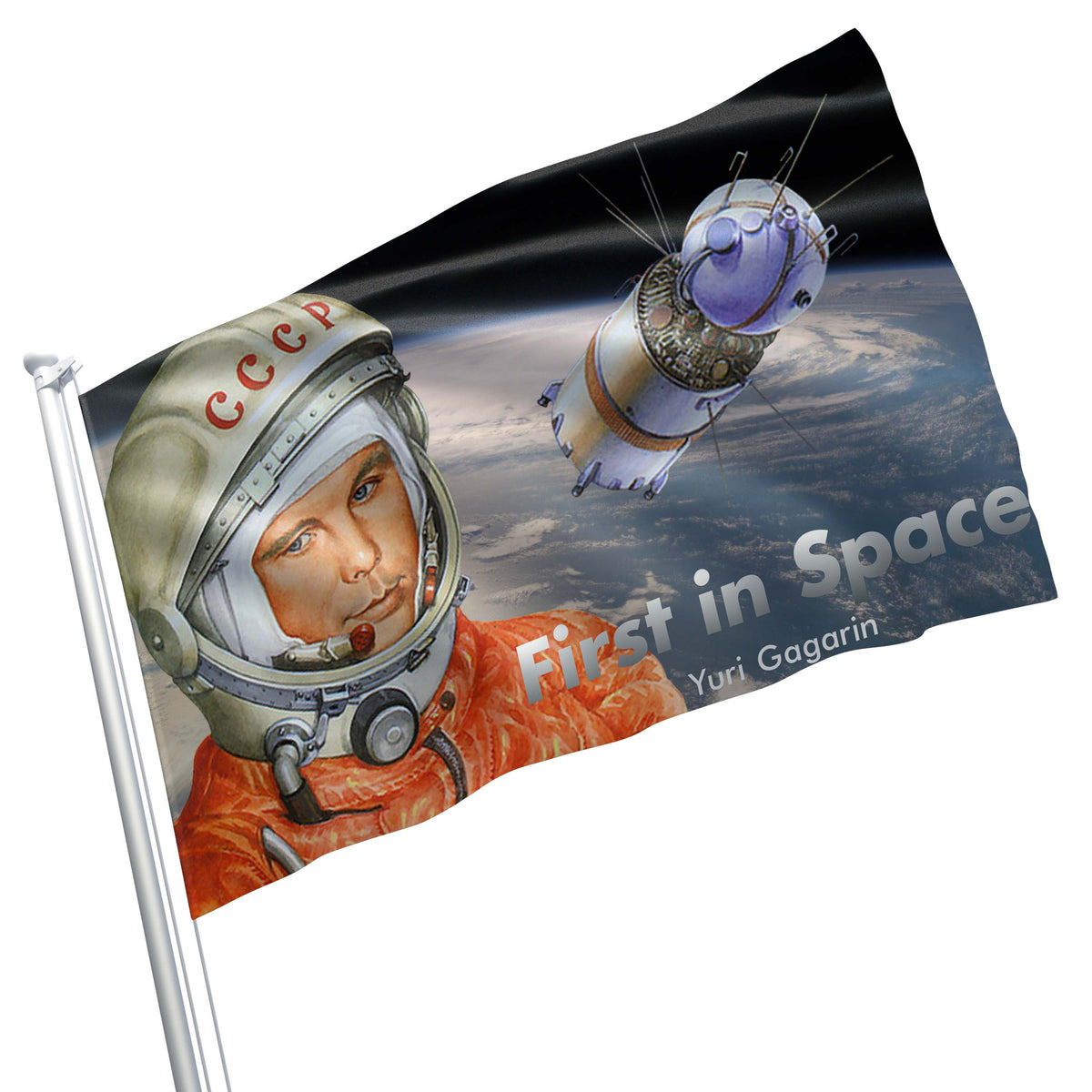 Yuri Gagarin Soviet Pilot and Cosmonaut Outer Space Flag Banner ...