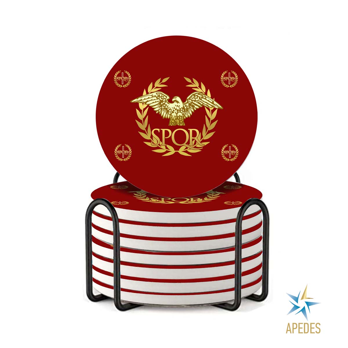 Roman Empire Ceramic Coasters for Drinks with Holder (Set of 8 ...