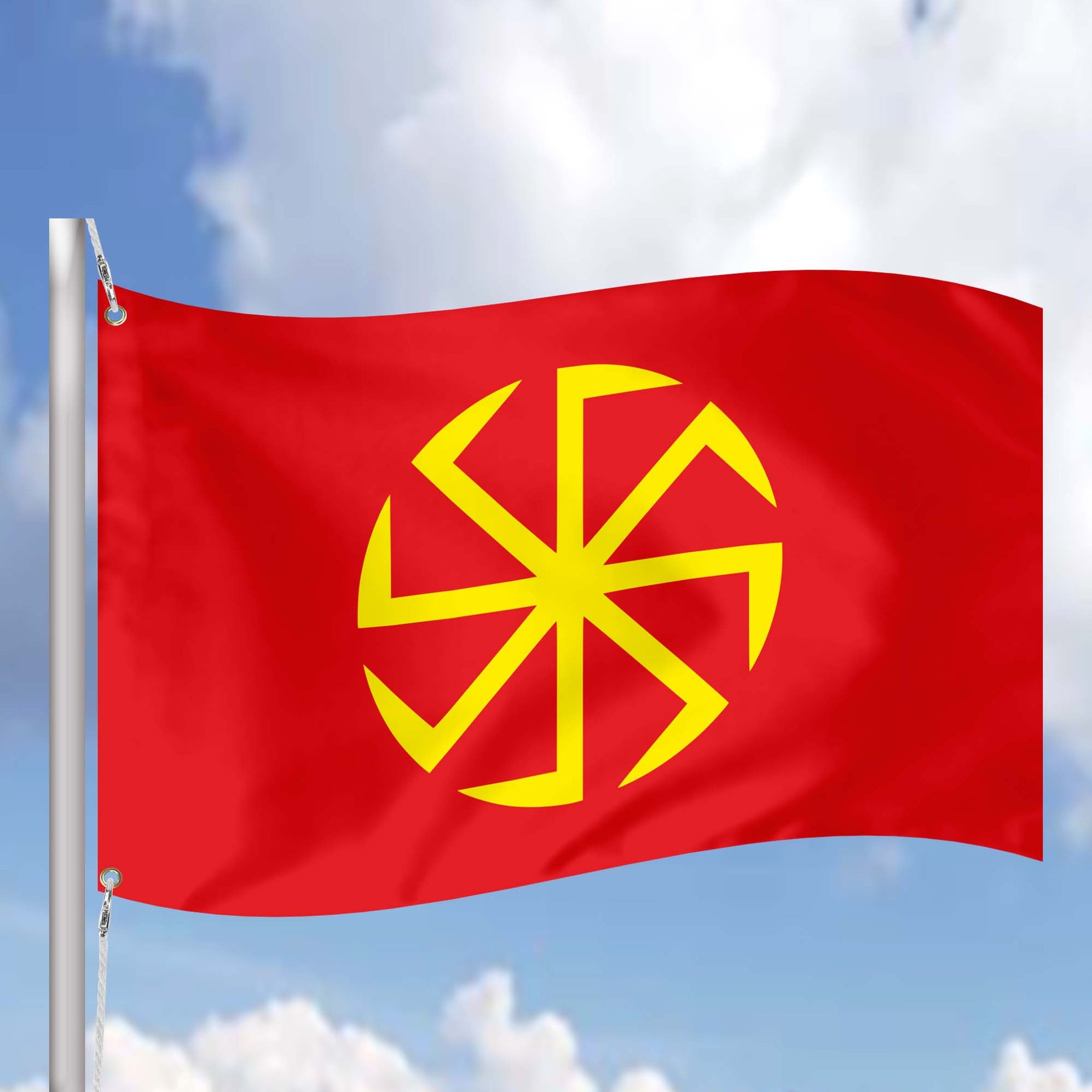 Slavic Symbols Gods Kolovrat Flag Banner — Apedes Flags And Banners