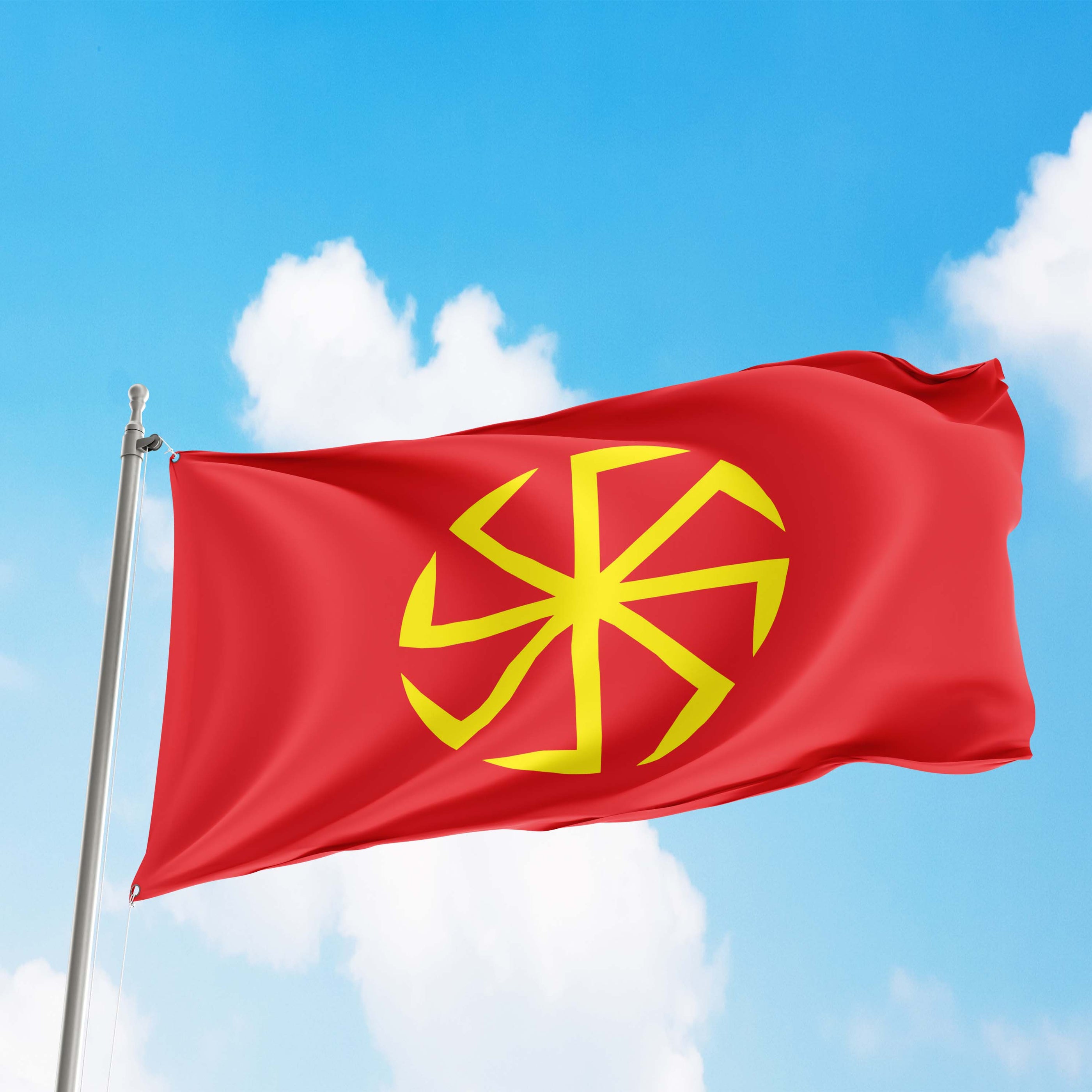 Slavic Symbols Gods Kolovrat Flag Banner — Apedes Flags And Banners